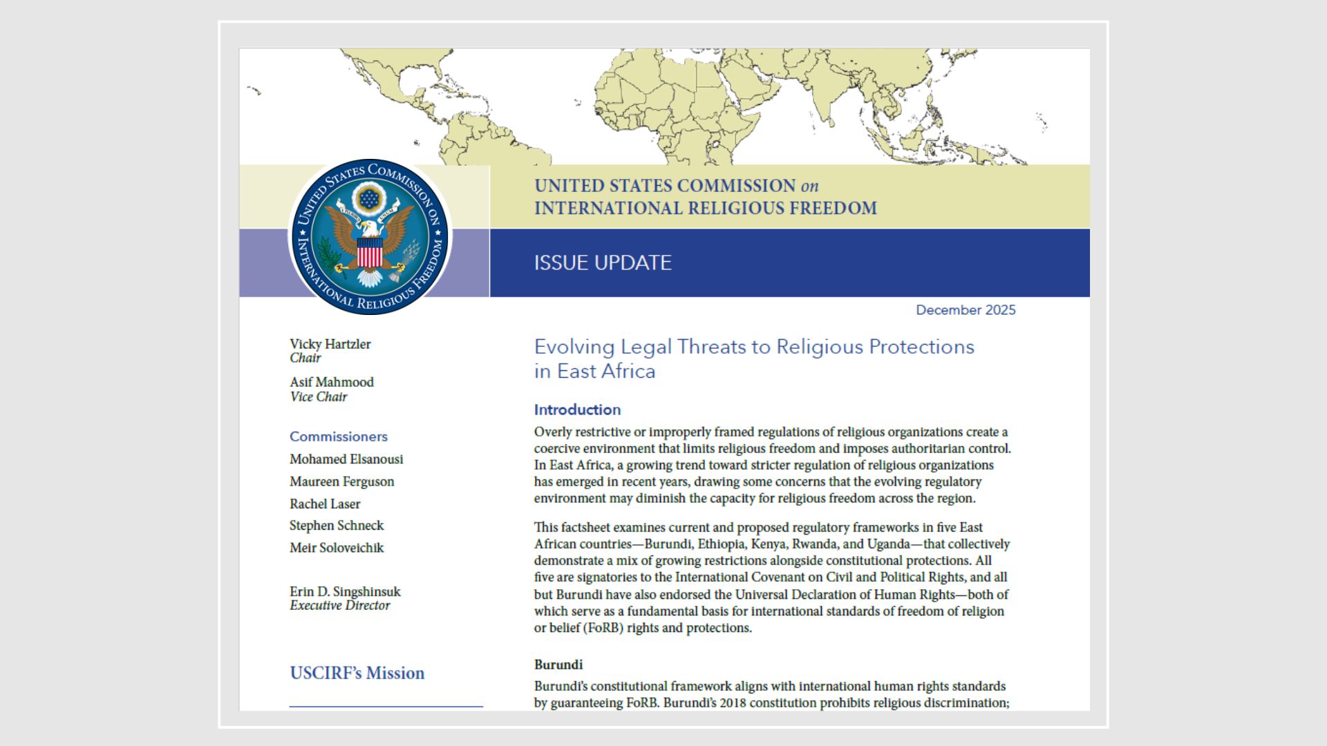 Evolving Legal Threats to Religious Protections in East Africa | USCIRF